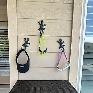 Auafanzy Outdoor Cast Iron Pool Towel Wall Hooks, Lovely Gecko Heavy-Duty Coat Hooks, Fun Lizard Pool Towel Holder for Outdoor and Indoor，Cool Gecko Key Holder and Wall Decor (4 Pcs)