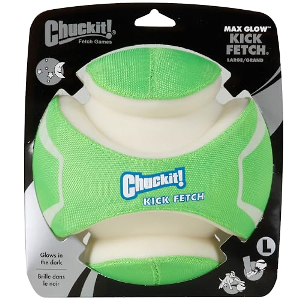 Chuckit! Kick Fetch Max Glow Ball, Large (8 Inch) Glow in the Dark Dog Toy