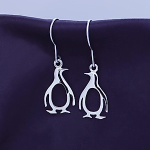 14k White Gold Over Sterling Silver Penguin Earrings Jewelry For Womens