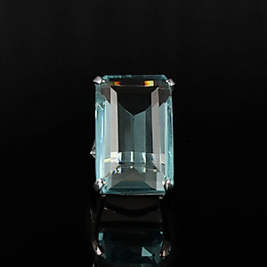 GEMHUB 93 Ct. Emerald Cut Big Size Blue Aquamarine Ring, Party Wear Ring, 925 Sterling Silver Ring
