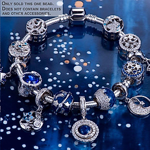 EVESCITY Limited Edition Blue Mountain Peak Ocean Crystallized 925 Sterling Silver Bead For Charms Bracelets ♥ Best Jewelry Gifts for Her ♥