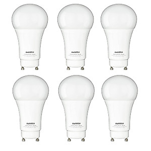 Sunlite A19 GU24 Dimmable Light Bulb, 11 Watts (75W Equivalent) 1100 Lumens, 2 Prong LED Twist and Lock Base, ETL Listed, Rated for Enclosed Fixtures, 5000K Daylight, 6 Pack