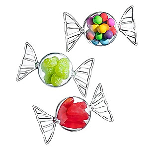 Posh Setting Mini Candy Shaped Container with Cover, Heavyweight Clear Plastic Candy Jar, Elegant Disposable Candy Container. 20 Count