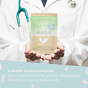 The Fresh Test® Glucose Beverage, 100 gram Powder Drink Mix | Additive-Free, Non-GMO, Organic Ingredients | Mint Lemonade