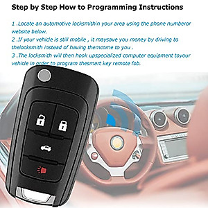 Keyless Entry Remote Uncut Flip Key Fob Fits for Chevrolet Cruze/Equinox 11-2015, Buick Lacrosse10-2016 FCCID: OHT01060512 315Mhz (Pack of 1)