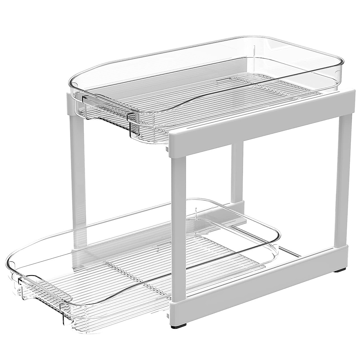 EIOUNIE 2-Tier Under Sink Organizer, Sliding Under Sink Organizers and Storage, Under Cabinet Organizer Baskets with 2 Drawers, Under Sink Storage for Bathroom, Kitchen, Countertop