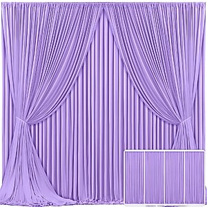 4 Panels Lavender Backdrop Curtain for Parties Wedding Wrinkle Free Light Purple Photo Curtains Backdrop Drapes Fabric Decoration for Baby Shower Photoshoot 20ft(W) x 10ft(H)