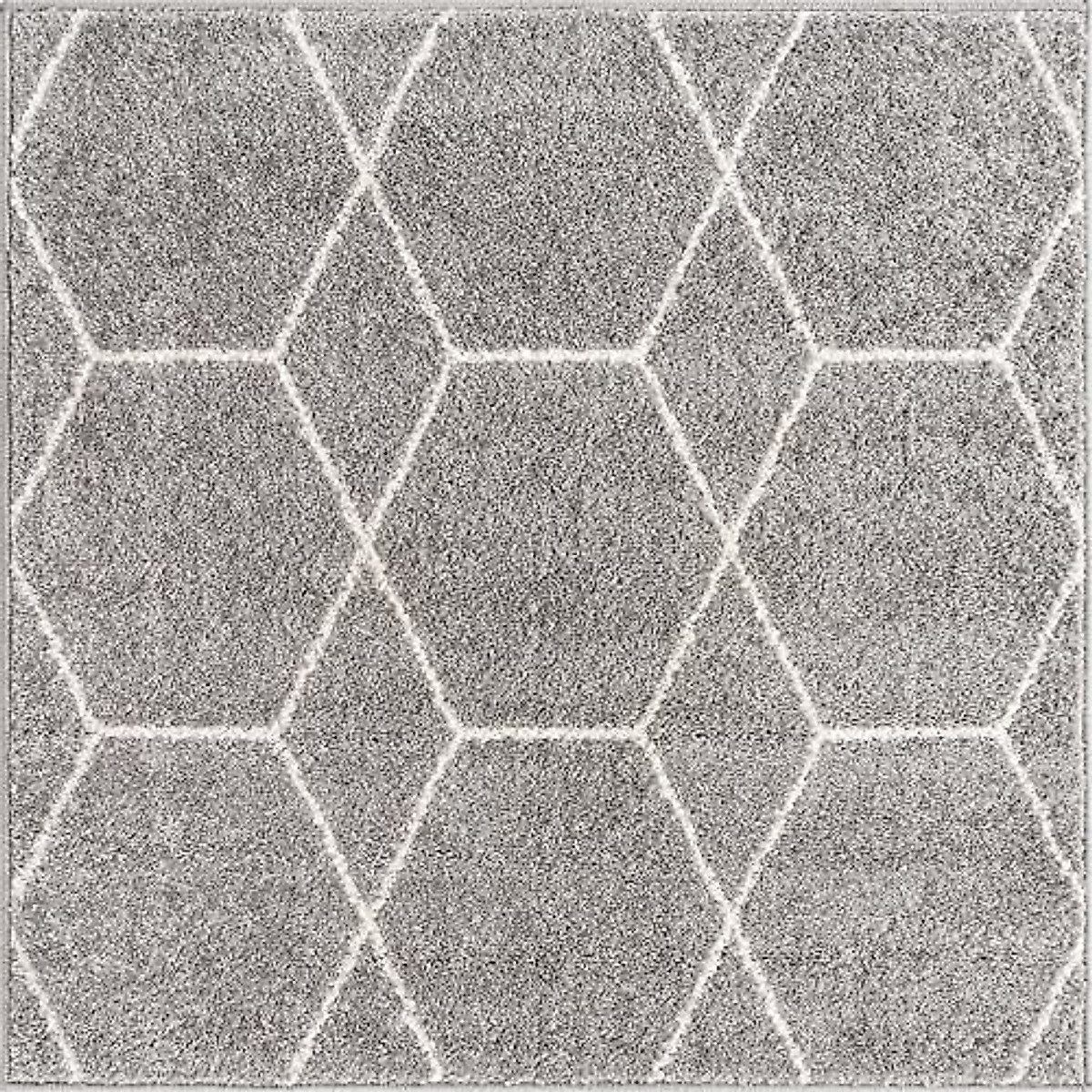 Unique Loom Trellis Frieze Collection Area Rug - Geometric (3' Square, Light Gray/ Ivory)