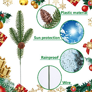 Alpurple 15 PCS Fake Greenery Pine Picks with Pinecone-11 Inch Artificial Pine Needles Branches with Pine Cones-Pine Twigs Stems Picks for Christmas Garland Home Garden Decoration