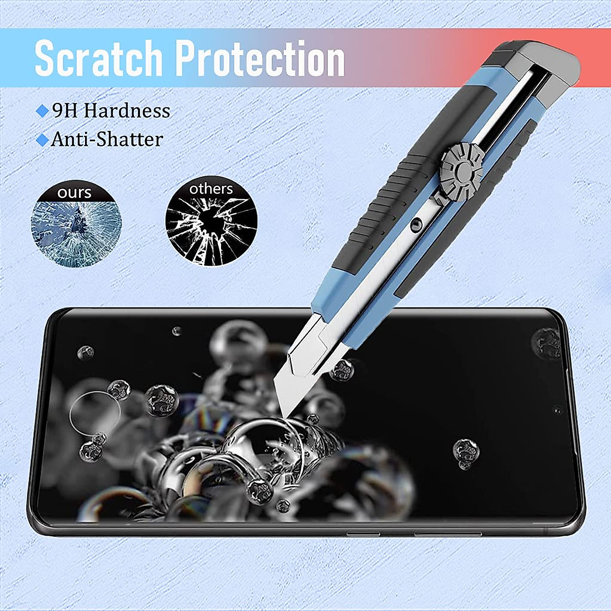 Micger Galaxy S20 Screen Protector, 2 Pack Tempered Glass Screen Protector【2+2 Pack】2 Pack Camera Lens Protector, Compatible Fingerprint, 3D Glass 9H Hardness Tempered Glass Screen Protector for