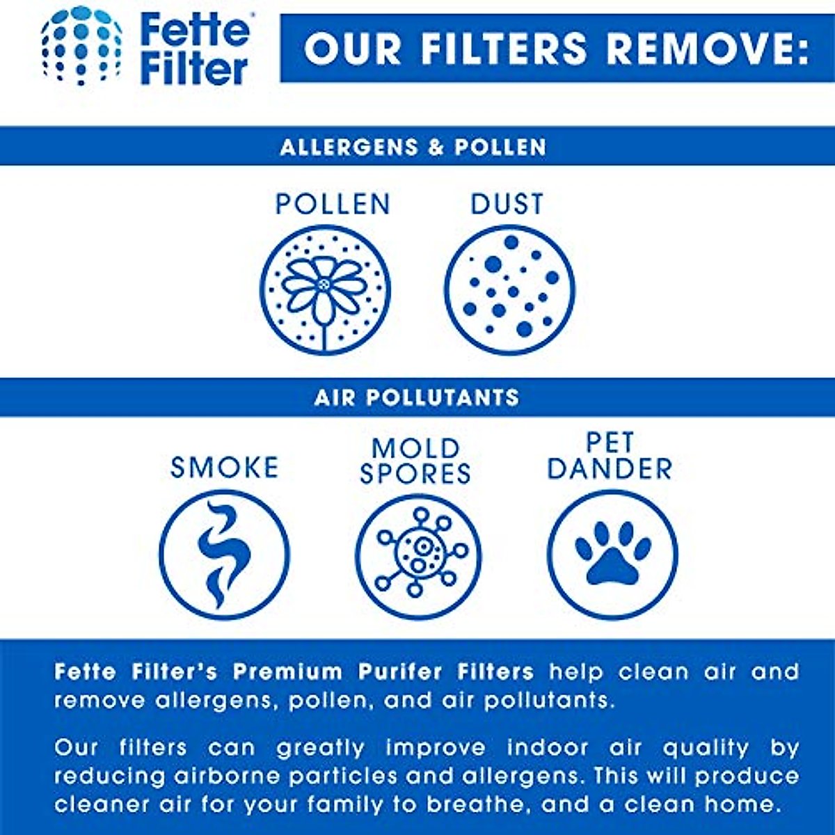 Fette Filter - Replacement Filter Compatible with Holmes HAPF7-U8 Smoke Grabber Ashtray. Fits Holmes Models: HAP70, HAP75, HAP76. Fits Pollenex Models: AT100, AT101 Pack of 12