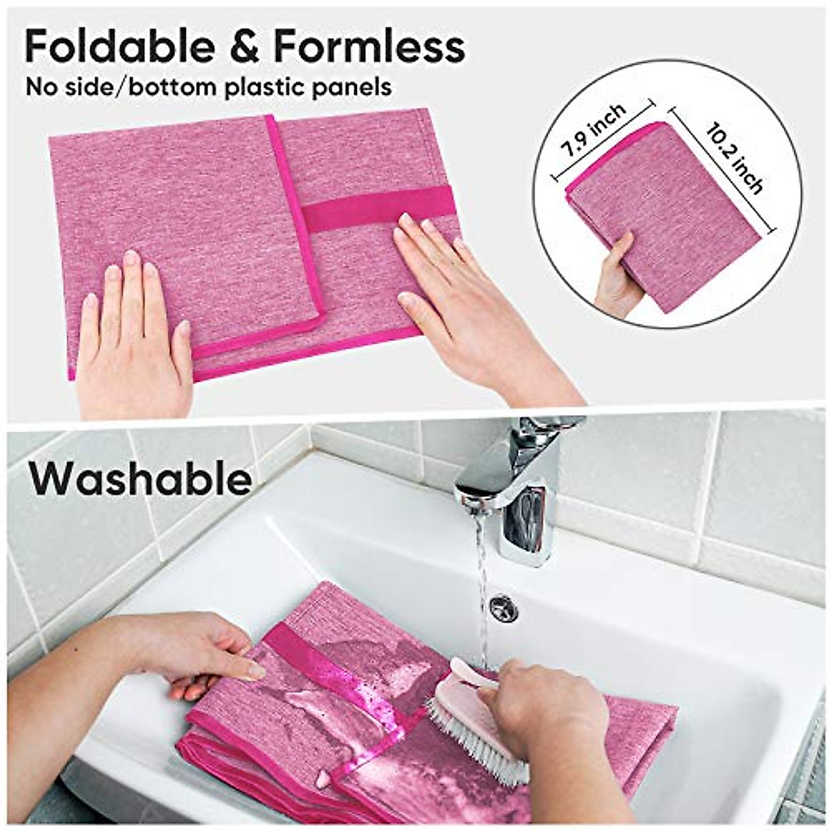 BALEINE 2 Pack Storage Tote with Zippers & Carrying Handles, Heavy-Duty Oxford Fabric Moving Bags for Space Saving Moving Storage, Pink