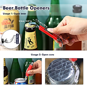 Magnetic Bottle Openers Classic Stainless Steel Beer Punch Opener Can Tapper Bottle Opener with Magnet for Refrigerator Camping and Traveling (Red, Black,4 Pieces)