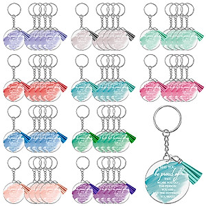 Unittype 30 Pcs Inspirational Acrylic Keychain with Tassel Thank You Appreciation Gift for Women Employee Teacher Retirement (Watercolor)
