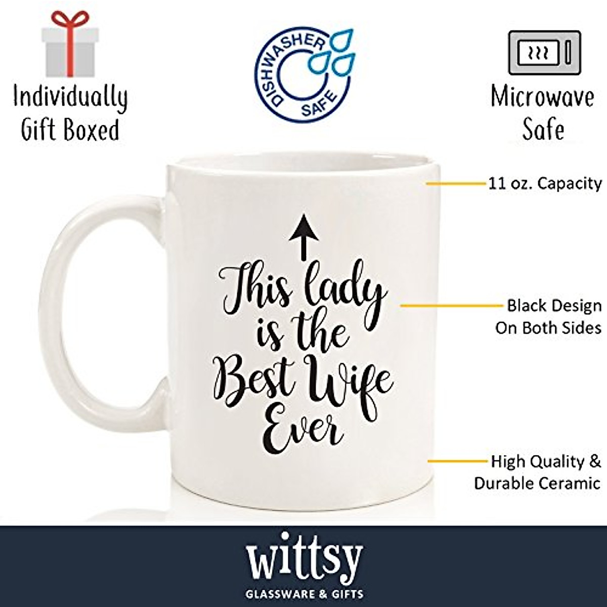 Best Wife Ever Funny Coffee Mug - Anniversary or Birthday Gifts for Wife, Women, Her - Wife Gifts from Husband, Him - Cool Bday Present Idea for Wifey - Fun Wife Mug, Unique Novelty Cup