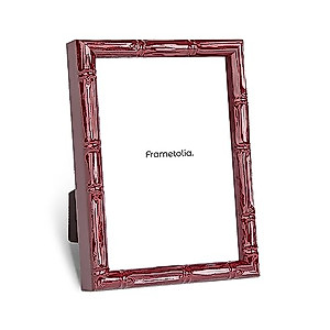 8" x 10" Shimmering Red Moffit Narrow Width Table Top Frame - 100% Natural Wood & High Definition Glass, Used Vertically or Horizontally for Tabletop Display Contemporary Style Frame