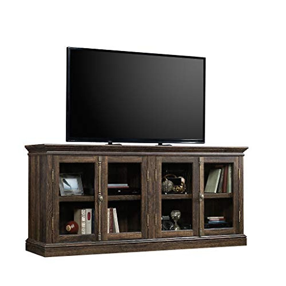 Sauder Barrister Lane Storage Credenza, for TVs up to 70", Iron Oak finish