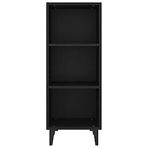 GOLINPEILO Wooden Sideboard Storage Cabinet Black 13.6"x12.8"x35.4" Engineered Wood -AA