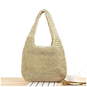 Naimo Women Straw Beach Shoulder Bag Woven Tote Handbag Large Handmade Weaving Summer Casual Hobo Bag