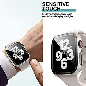 Landhoo 6 Pack case for Apple Watch Series SE/6/5/4 44mm Screen Protector with Tempered Glass, Hard PC HD Full Cover Protective iwatch.