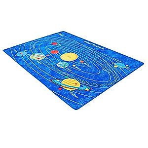 Kids/Baby Room/Daycare/Classroom/Playroom Solar System Learning Carpet Game Room Blue Design (5' X 7’)