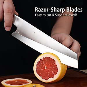 dimoedge Ultra Sharp 3-Piece Kitchen Knife Set, High Carbon Stainless Steel Chef Knife Set, Professional Japanese Knives with Ergonomic Hollow Handle