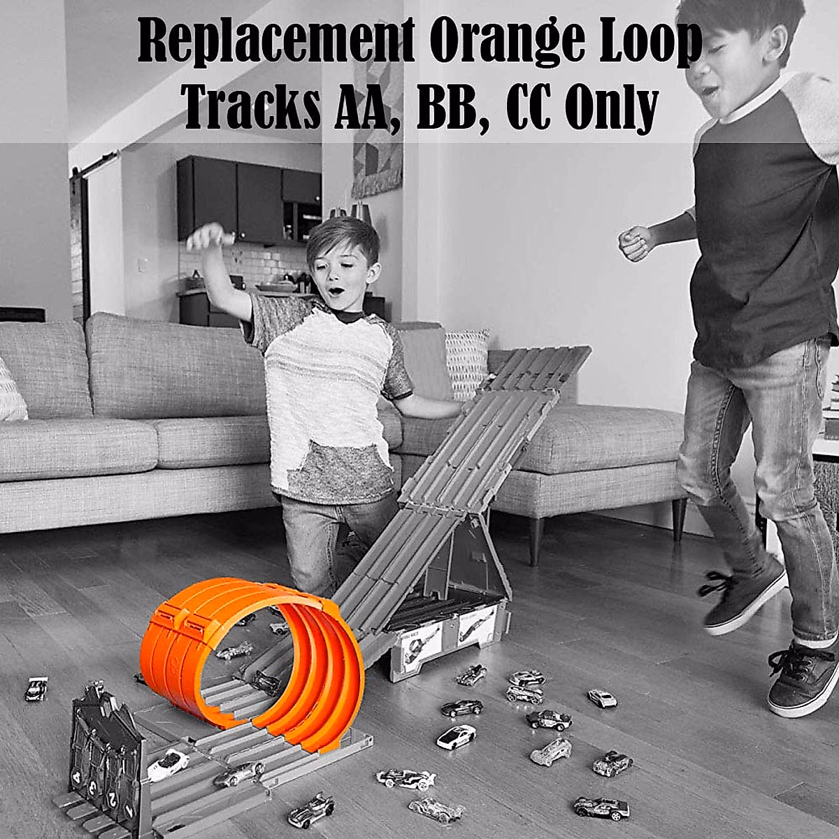 Hot Wheels Replacement Parts Playset FTH77 - Track Builder System Race Crate Die-Cast Car Track ~ Replacement Orange Loop Tracks AA, BB, CC