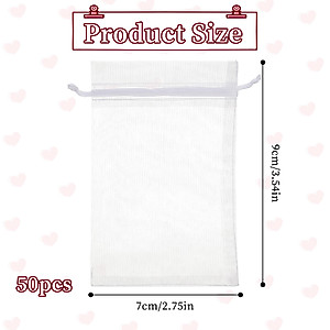 KALIONE 50 Pcs Organza Bags, Mini Jewelry Bags Drawstring Gift Bags Mesh Gift Pouches Wedding Favor Bags Mesh Pouch Gift Bags Drawstring Bags For Jewelry Candy Party Favors Wedding Birthday