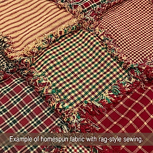 Cranberry Christmas 3 Cotton Homespun Plaid Fabric by JCS - Sold by The Yard