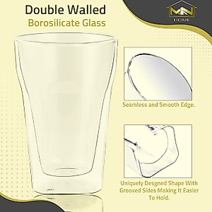 M&N HOME Double Wall Insulated Glass Tumbler Drink Glass, 13.5 Oz Highball Glass Cups for Beer, Lemonade, Iced Tea, Tropical Drink. Cocktail, Smoothie, Mojito - Set of Four