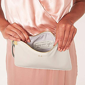 KATIE LOXTON Bride Womens Vegan Leather Secret Message Pouch Clutch Metallic White