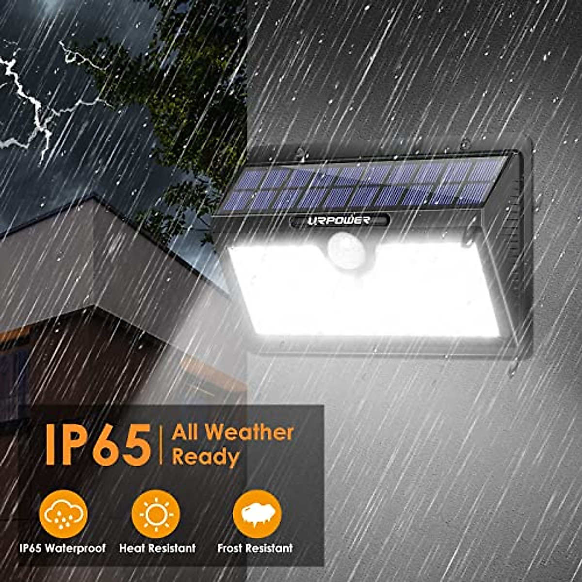 URPOWER Solar Lights, 78 LED Solar Motion Sensor Lights Outdoor Waterproof Solar Powered Security Light Motion Activated Auto On/Off Solar Wall Lights for Patio Deck Yard (Cool White, 4 Pack)