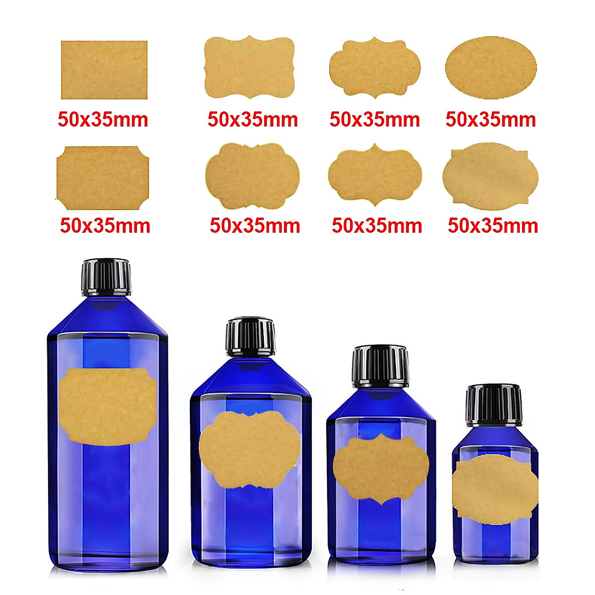 Remarkable Fancy Shape Kraft Paper Stickers Labels for Essential Oil Bottle Food Jars,Herb Jars, Spice Jars (7 Sheets)