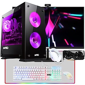 MTG Aurora 4T Gaming Tower PC- Intel Core i7 4th Gen, RTX 2060S GDDR6 8GB 256bits Graphic, 16GB Ram, 2TB nvme, 4TB HDD, New MTG 27 Inch Monitor, MTG 4 in 1 Gaming Kit, Webcam, Win 10 Home
