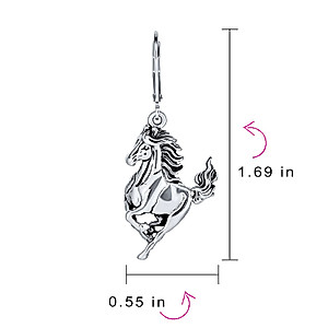 Equestrian Equine Gift Cowgirl Dangle Galloping Horse Earrings Western Jewelry For Women Teen .925 Sterling Silver Lever back