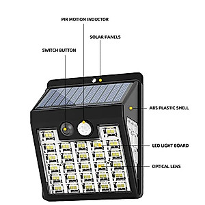 Solar Outdoor Lights, Street Light Ip65 Waterproof Outdoor Solar Powered Dusk to Dawning with Motion Sensor Led Floods Light for Parking Lot, Drive-Way
