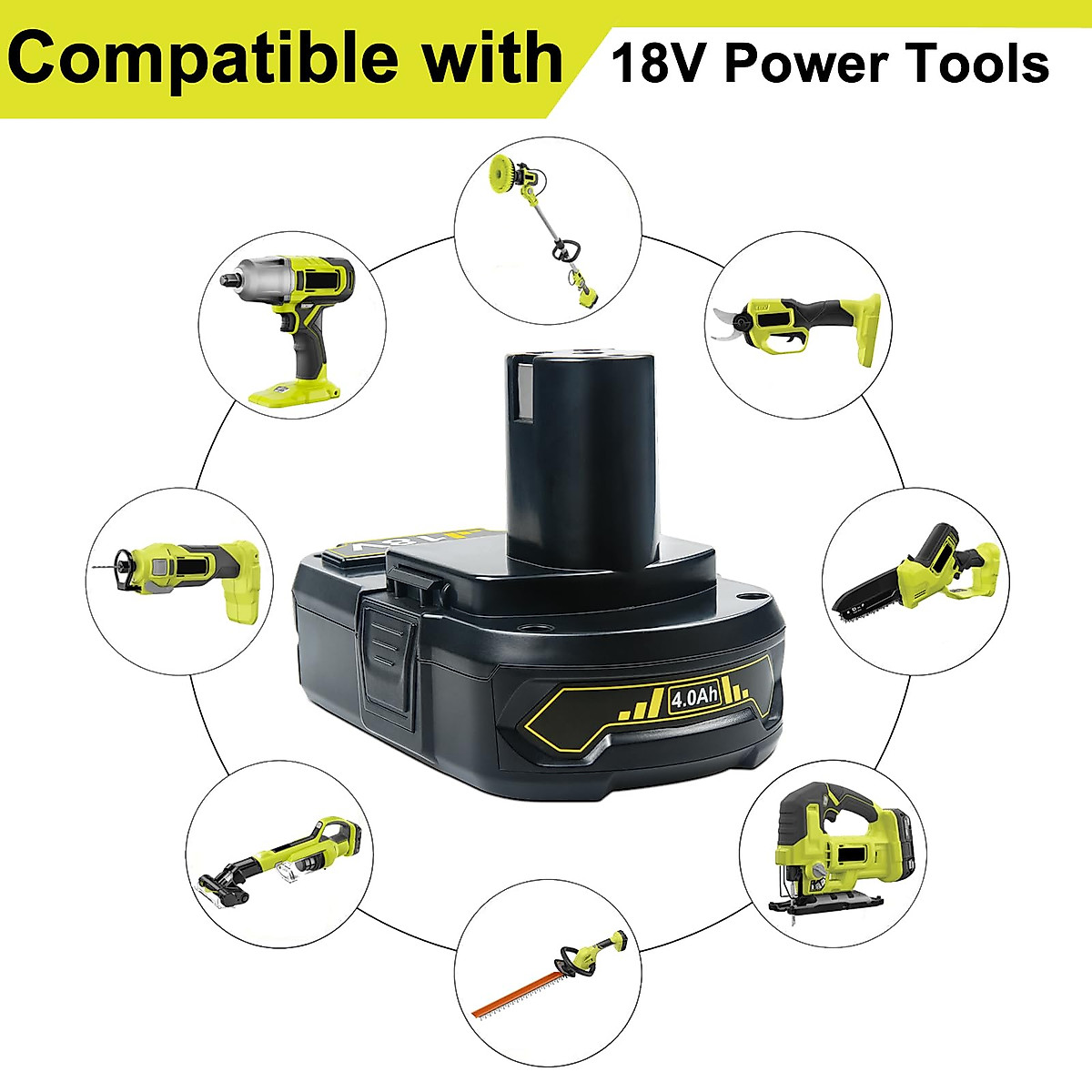 JGSPJ 4.0Ah Battery Replacement for Ryobi 18V ONE+ Battery P102 P103 P104 P105 P107 18Volt Lithium Battery 2Packs