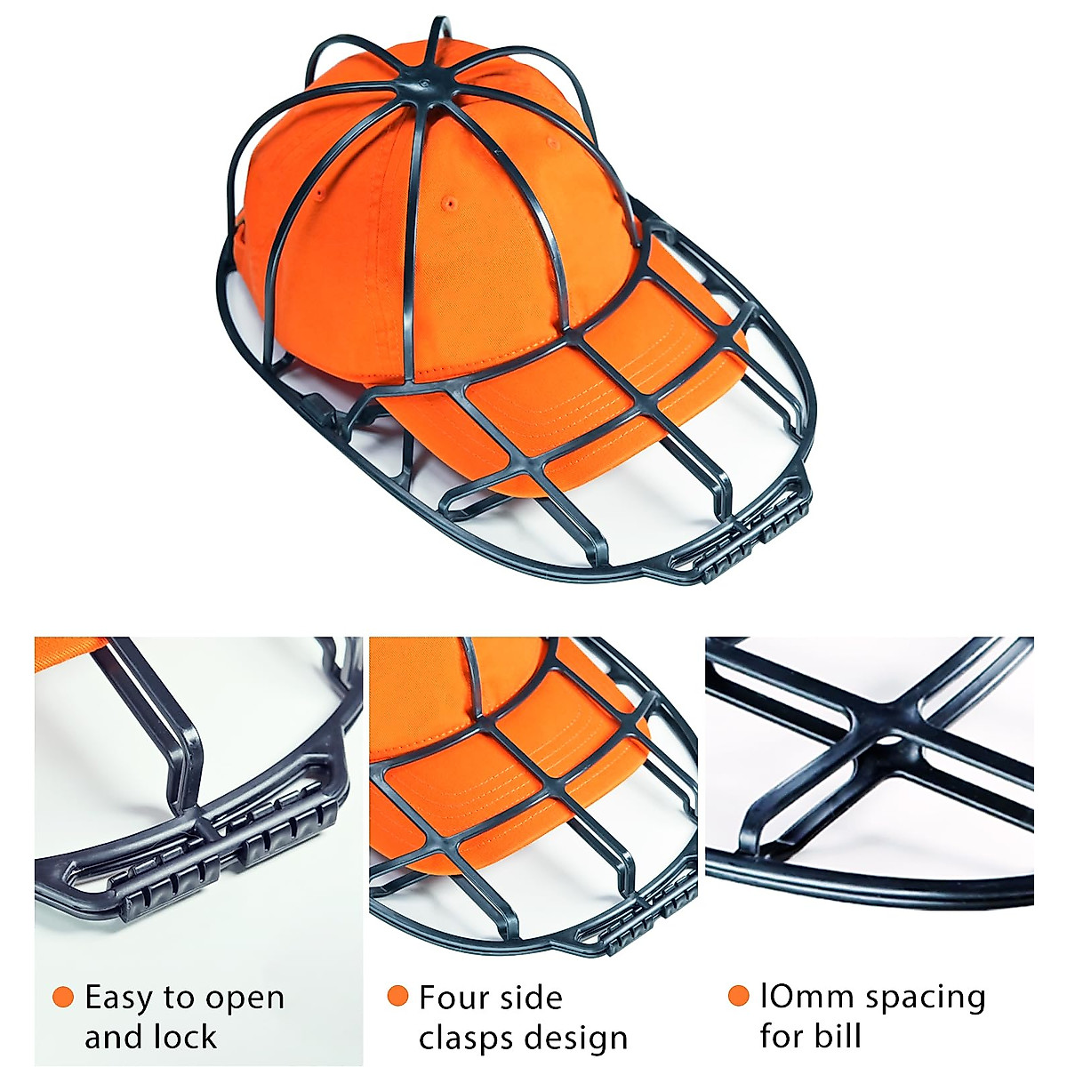 FourHare Hat Washer Cage-Hat Cleaner for Baseball Caps for Washing Machine Fit for Adult, Kid's Baseball Caps, Hat Protector Racks for Washing Machine, 4Pack