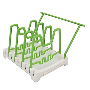 Pot Rack Organizer, 5 Adjustable Compartment Nonslip Base Space Saving Cookware Rack Adjustable Pan Organizer Expandable Pot Organizers Rack for Kitchen Cabinet Baking Frying Rack(C)