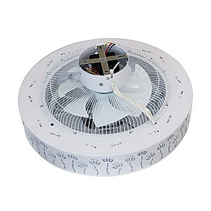 WUPYI Ceiling Fan with Light and Remote Control,22 Inch Modern LED Semi Flush Mount Light Fandelier,Hollow Shade Design,7 Acrylic Blades,3 Colors 3 Speeds,64W,Enclosed Fan,Quiet Motor