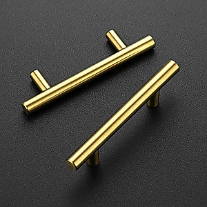 Ravinte Gold Cabinet Handles 30 Pack 5 Inch Brushed Gold Kitchen Cabinet Pulls 3 Inch Hole Center Brushed Brass Drawer Pulls Kitchen Hardware for Cabinet Drawer and Cupboard