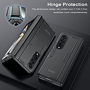 LEIAU for Samsung Galaxy z-Fold-4 Case: [Built-in Kickstand] [Full Hinge Protection] Galaxy z Fold 4 case with Screen Protector - Slim Protective Phone case with Armor Design Black