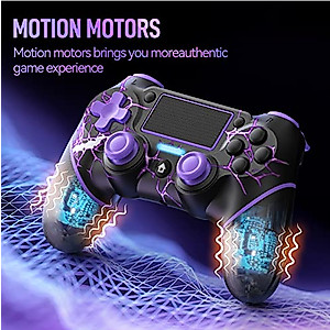 Wireless Controller for PS4/Pro/Slim Consoles, Gamepad Controller with 6-Axis Motion Sensor/Audio Function/Charging Cable - Lightning