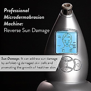 Microderm GLO Diamond Microdermabrasion Machine and Suction Tool - Clinical Micro Dermabrasion Kit for Anti Aging, Advanced Home Facial Treatment System, Blackhead Remover & Exfoliator for Acne Scars