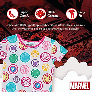 Marvel Girls' 2-Piece Snug-Fit Cotton Pajama Set, MARVEL ICONS, 8