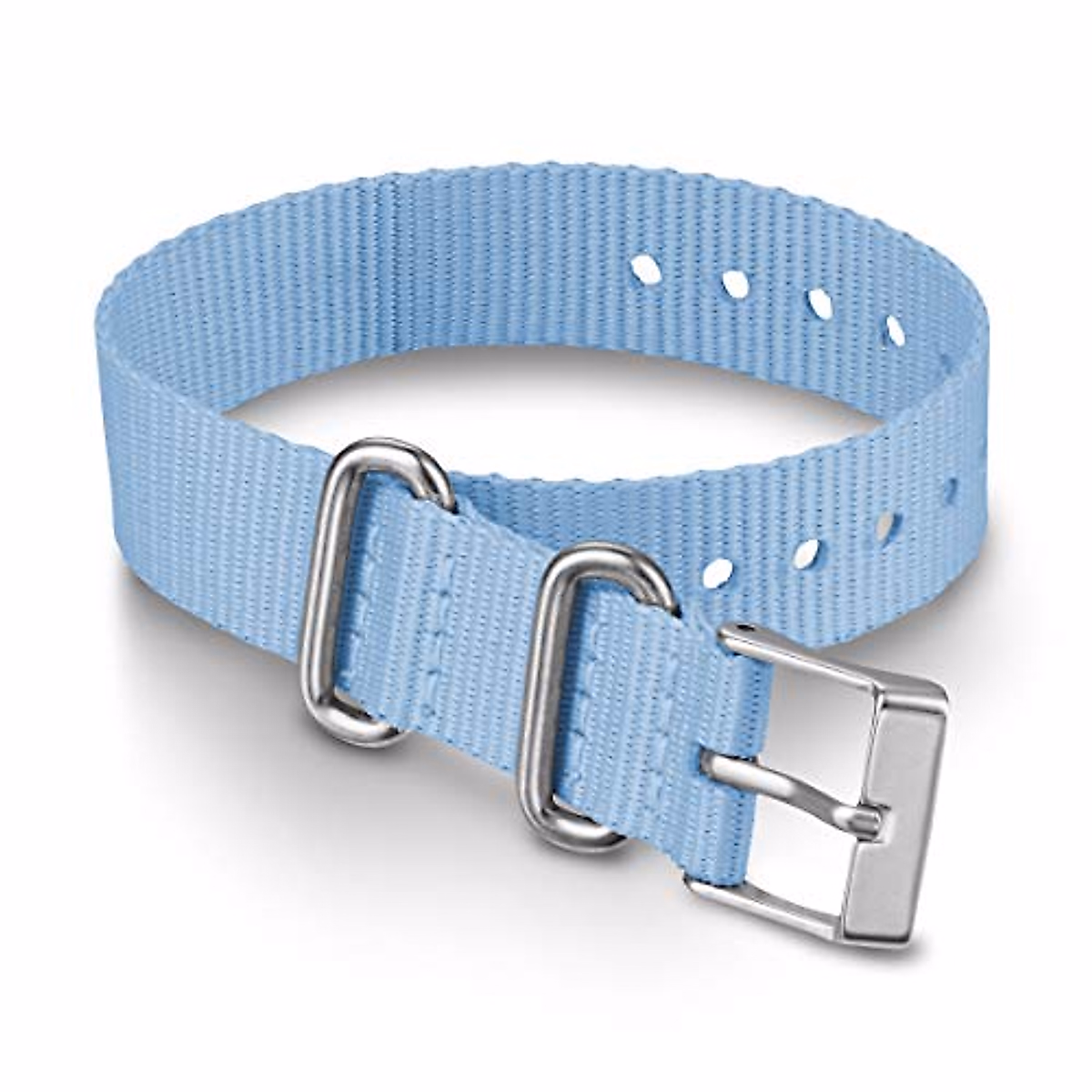 Timex 16mm Fabric Single-Layer Slip-Thru Strap – Light Blue with Silver-Tone Buckle