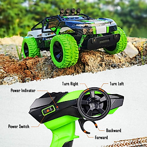 INVINZER RC Car 1:16 Scale Remote Control Car Off Road 18 KM/H with Two Rechargeable Batteries for 40+ Min Play Fast RC Monster Vehicle Truck Crawler Toy Car Gift for Boys and Girls