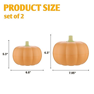 Large and Small Candy Jar Set, Plastic Pumpkin Jar with Cover Thanksgiving Decor Pumpkin Candy Dish with Lid Pumpkin Candy Bowl Fall Decorative Vintage Food Snacks Storage Container for Sugar Cookie