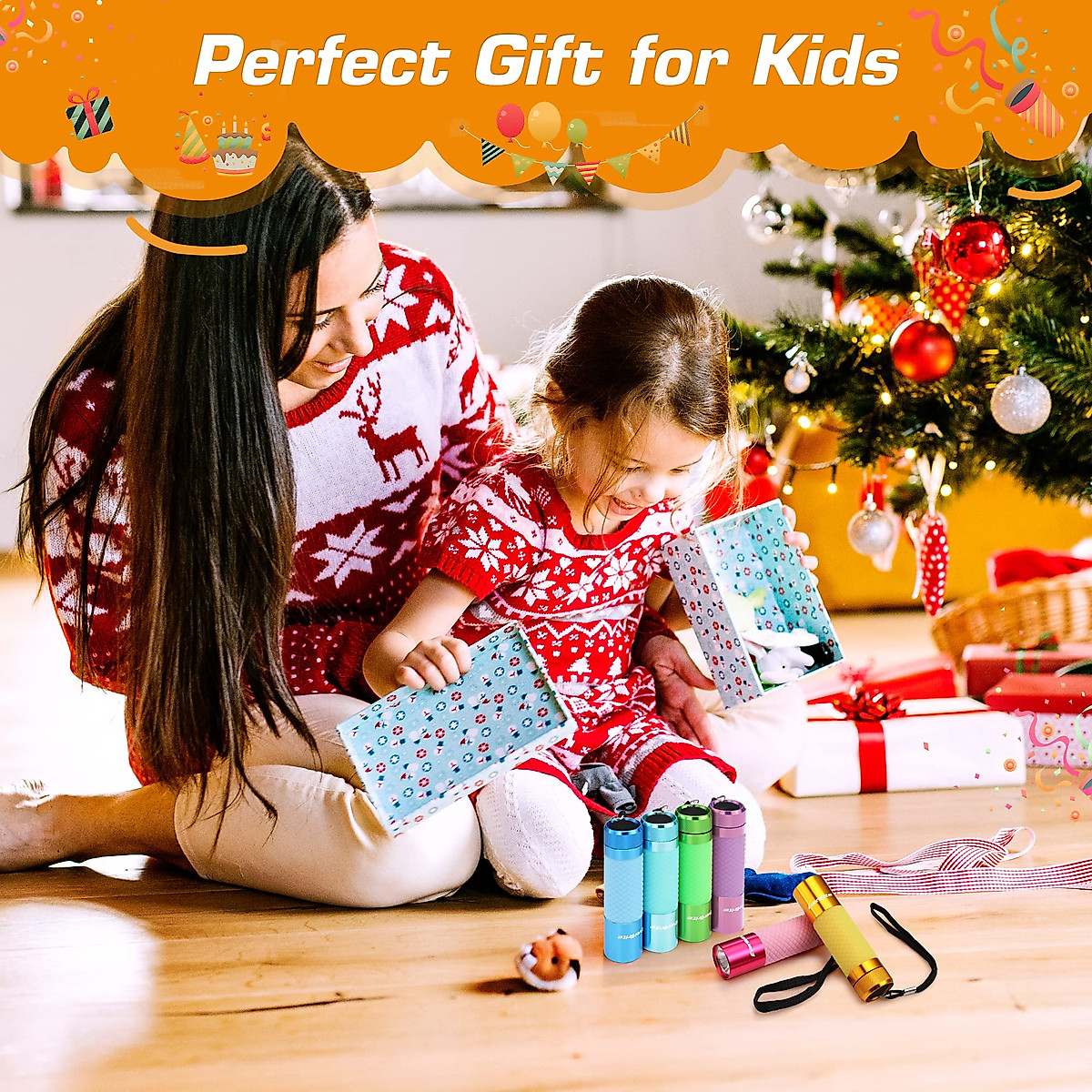 EverBrite 6-Pack Mini Flashlights, Glow in Dark Flashlights, Aluminum LED Flashlights Party Favors Assorted Colors for Camping, Hiking, Indoor, 18XAAA Batteries Included