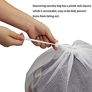 Nicunom 6 Pack Sturdy Coarse Mesh Laundry Bags, 24"x 36" Large Drawstring Laundry Bag Durable Machine Washable Storage Bag for College, Dorm and Apartment Dwellers, White